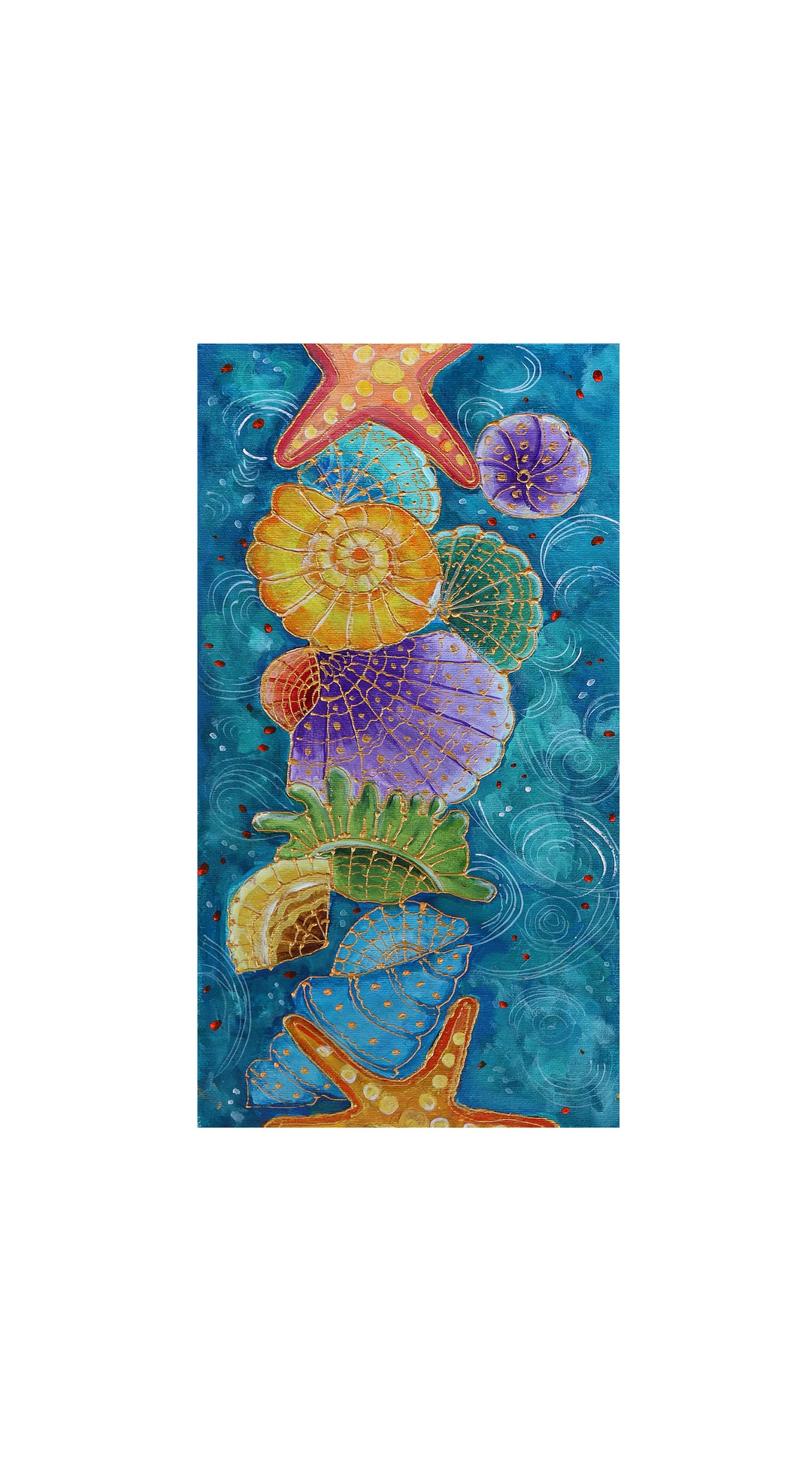 Shell Painting Shell Original Art Shell Wall Art Oyster Shell Painting ...