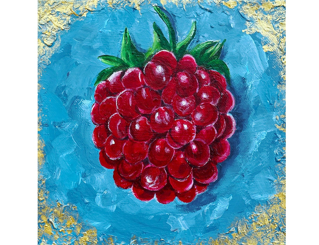 Raspberry Painting Berry Original Wall Art Fruit Artwork Food Painting ...