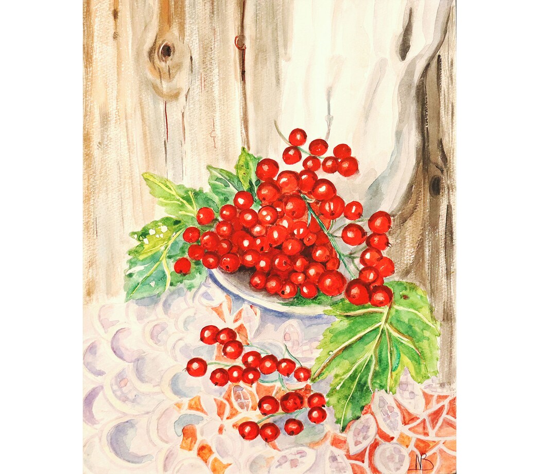 Red Berries Painting Berries Original Art Berries Watercolor Painting ...