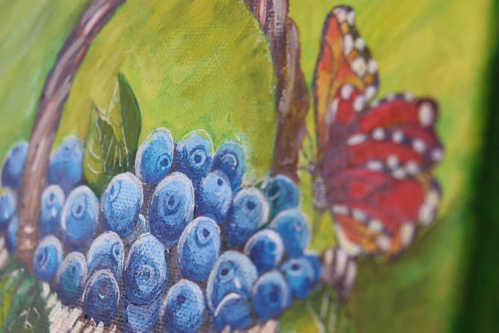 Blueberry Painting Fruit Basket Original Art Blueberry Original Art ...