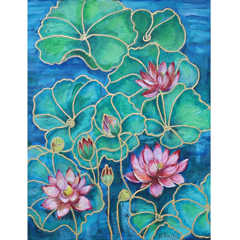 Lotus Painting - Etsy