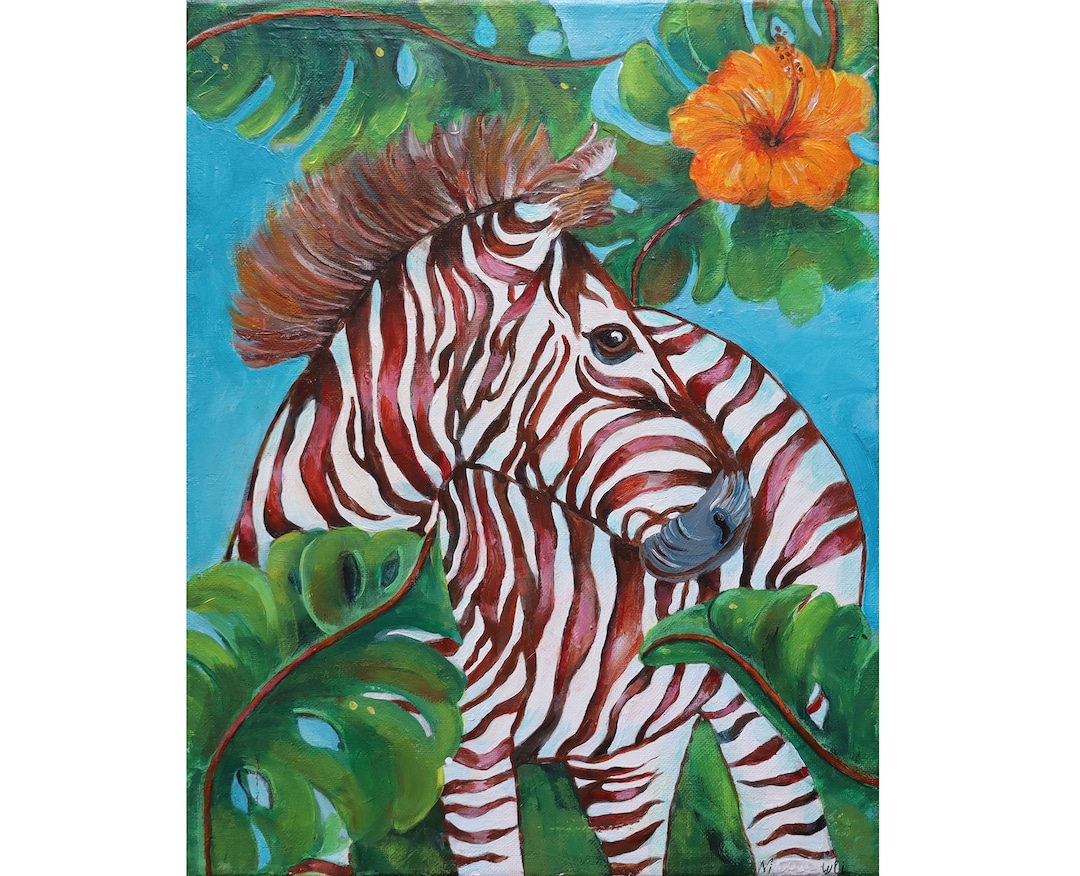 Zebra Original Painting Zebra Artwork Colorful Zebra Painting Abstract ...