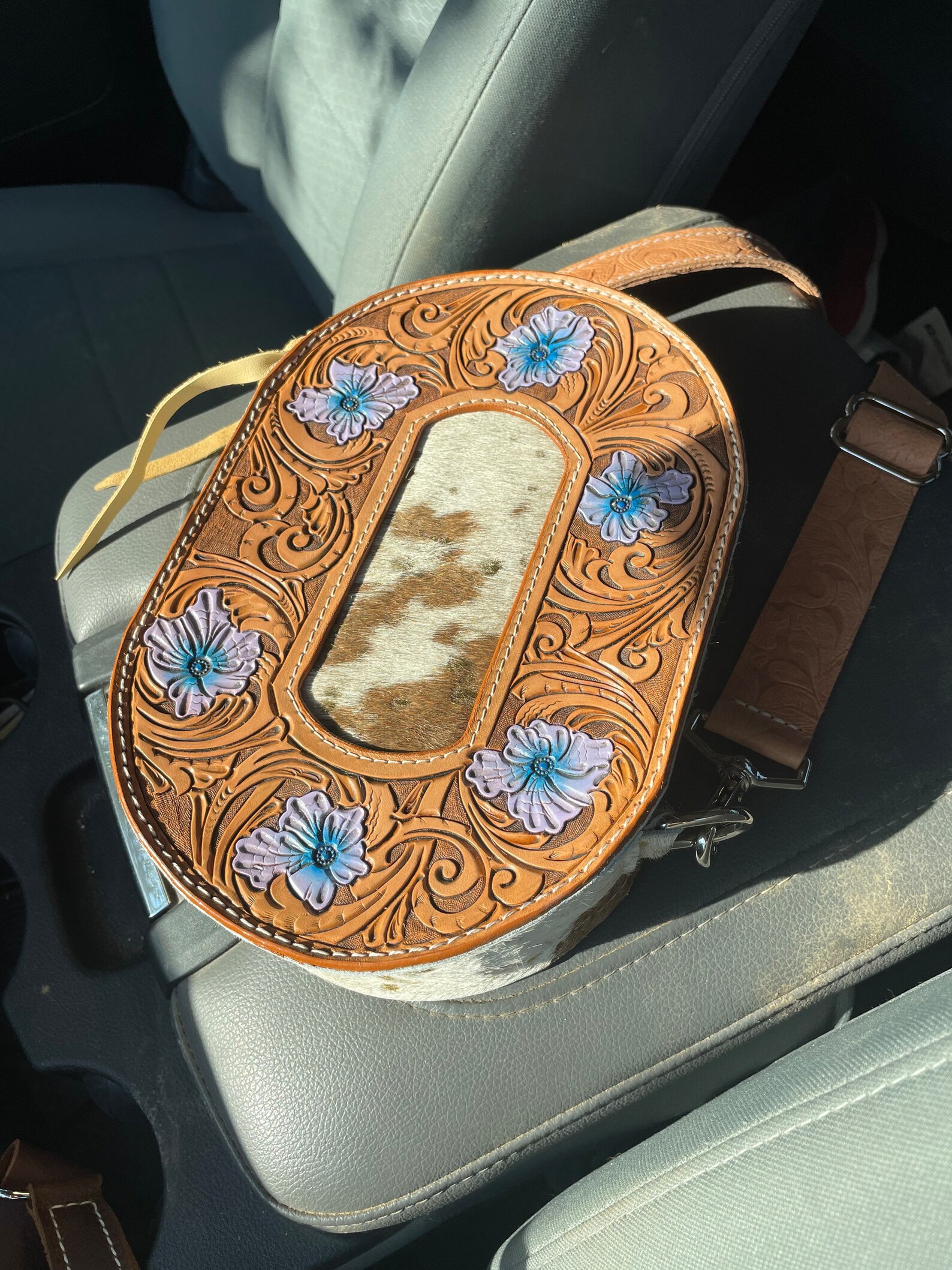 Cowhide Oval Crossbody Bag - Etsy