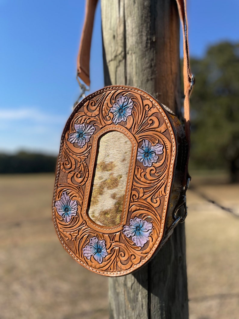Cowhide Oval Crossbody Bag - Etsy