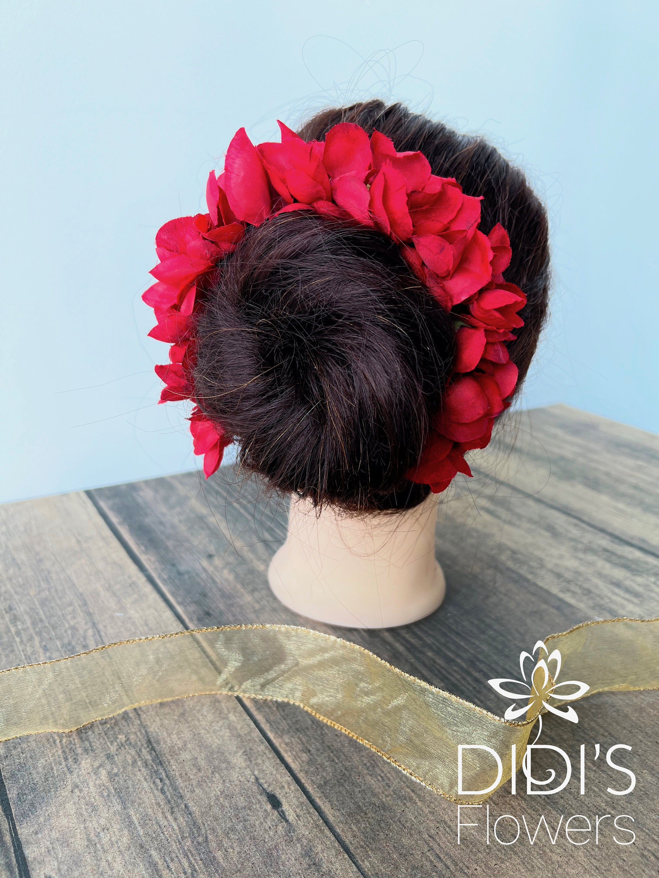 Wisteria Hairpiece Band Red, Indian Hair, Wedding Hair Flowers, Flowers ...
