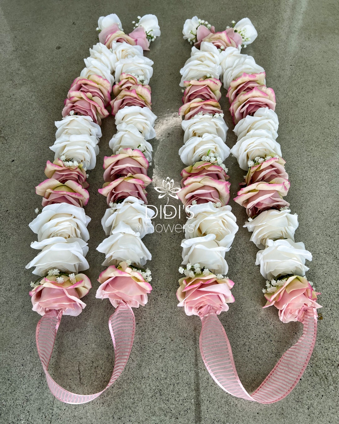 Pink and White Floral Garlands, Faux Flowers, Silk Flowers, Indian ...