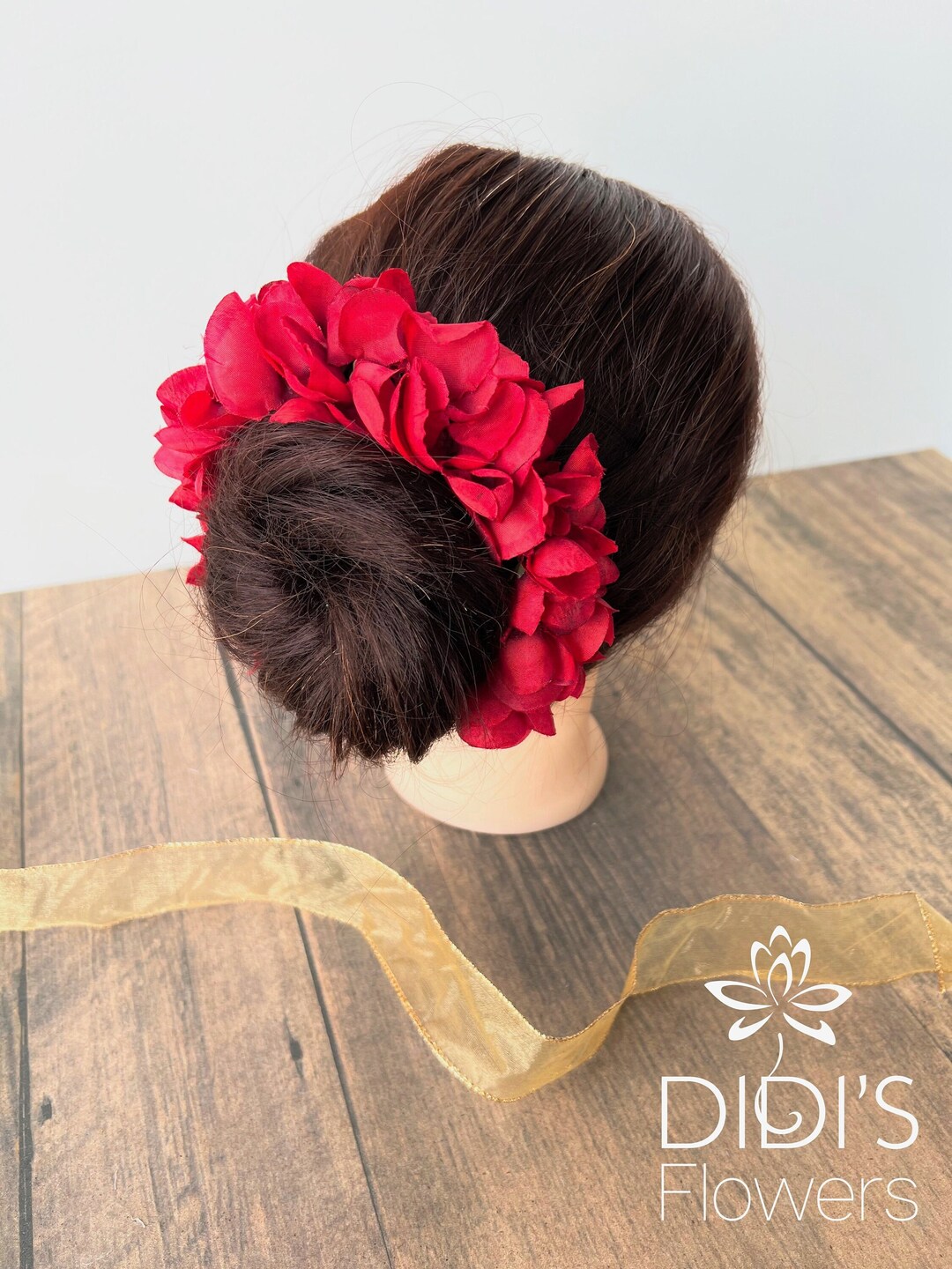 Wisteria Hairpiece Band Red, Indian Hair, Wedding Hair Flowers, Flowers ...