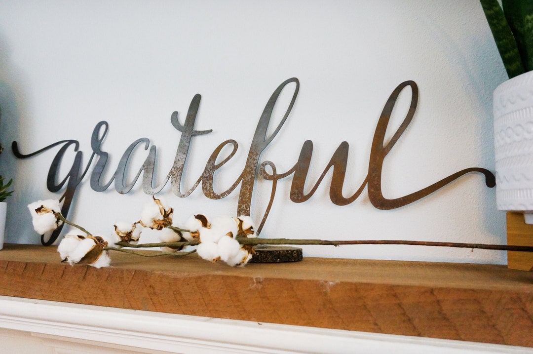 Grateful Metal Sign-home Decor, Metal Wall Art,living,custom Word Signs ...