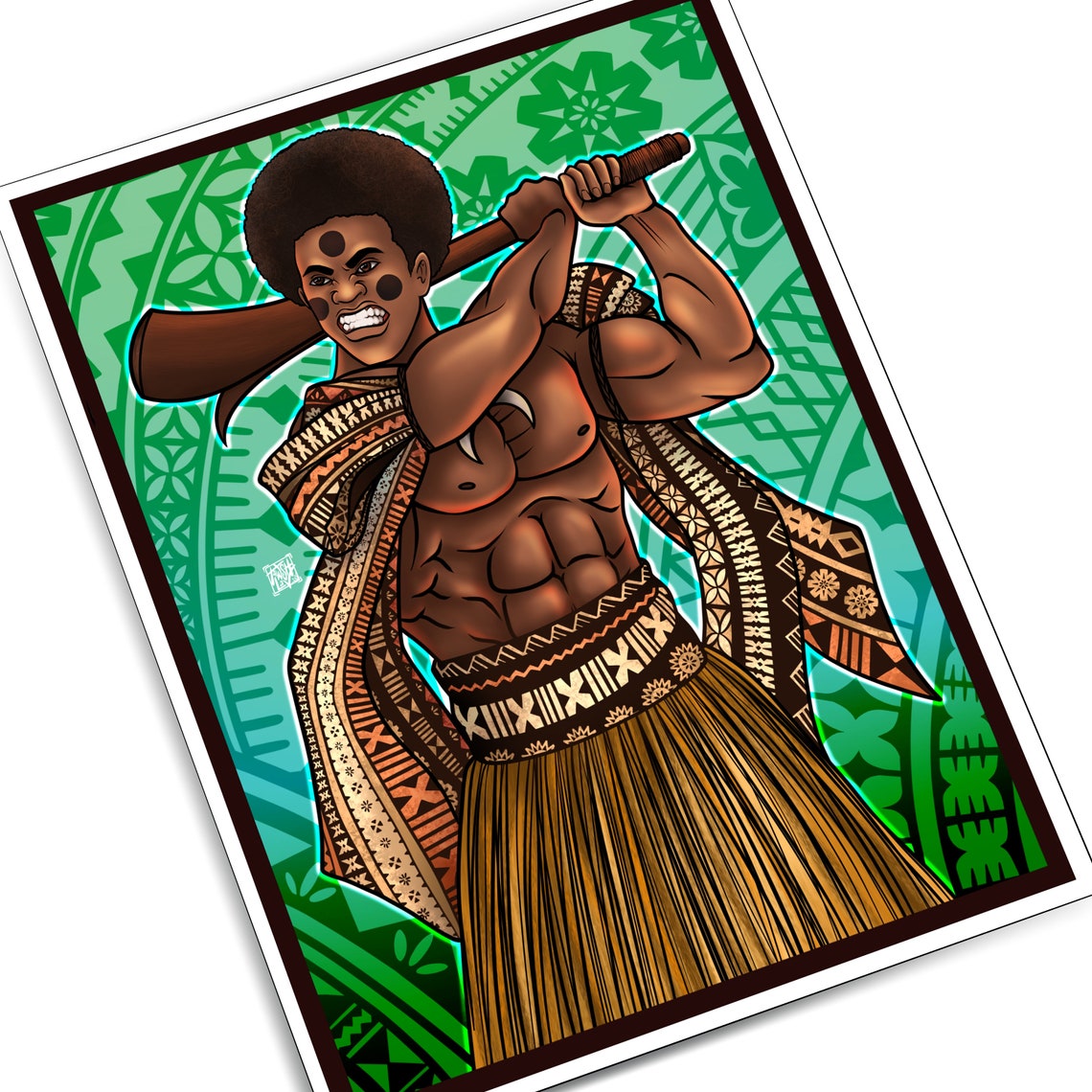 Fijian Warrior Pacific Islander Melanesian Art Print | Etsy