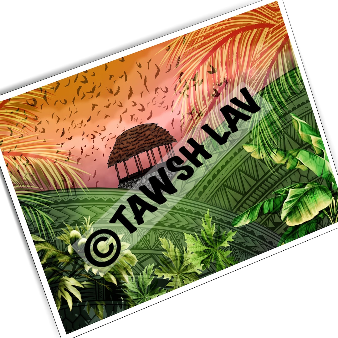 Tropical Dusk Polynesian Jungle Samoan Fale Art Print - Etsy