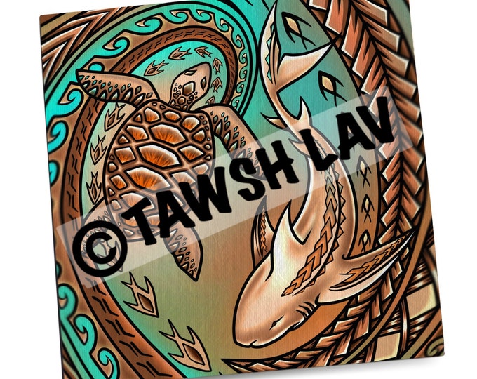 Turtle and Shark Samoan Legend Transformation Artwork on 8x8 - Etsy