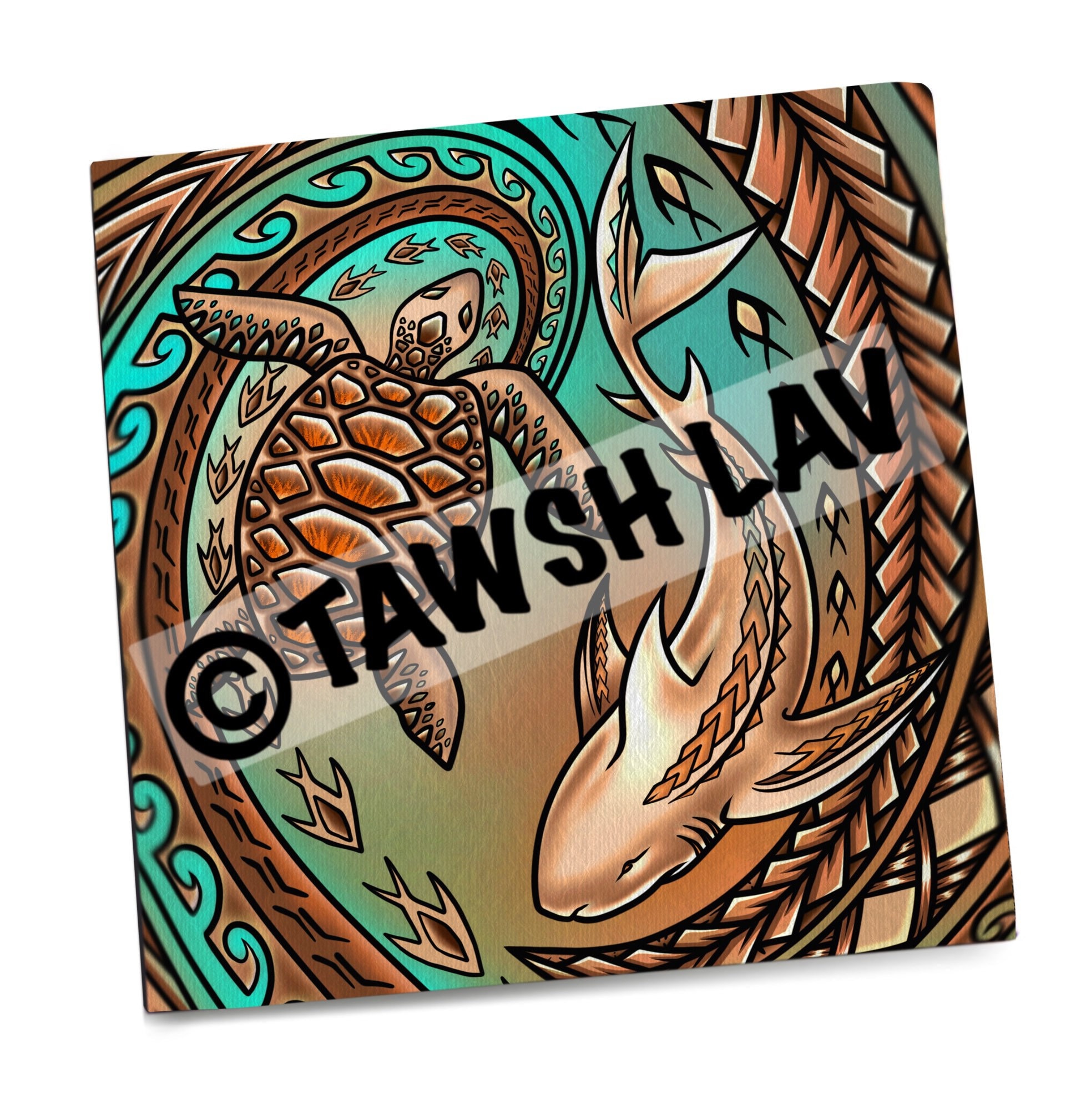 Turtle and Shark Samoan Legend Transformation Artwork on Canvas - Etsy
