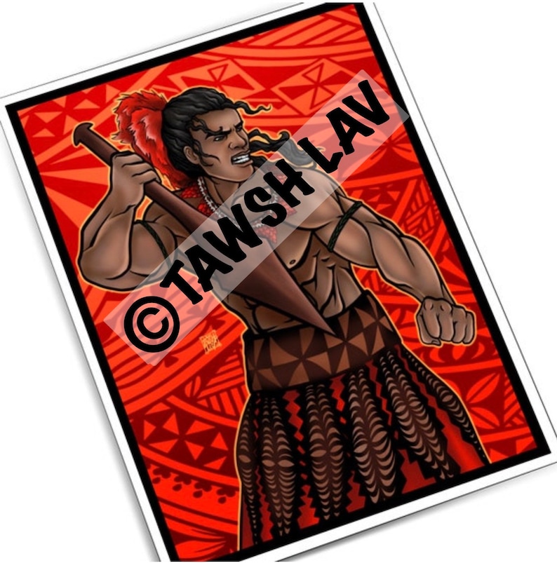 Tongan Warrior Kailao Spear Polynesian Performer Art Print - Etsy