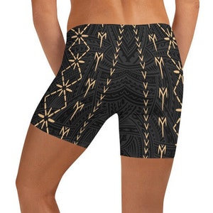 Samoan Malu Tights Black Gold Tatau Designs Tribal Art Shorts - Etsy
