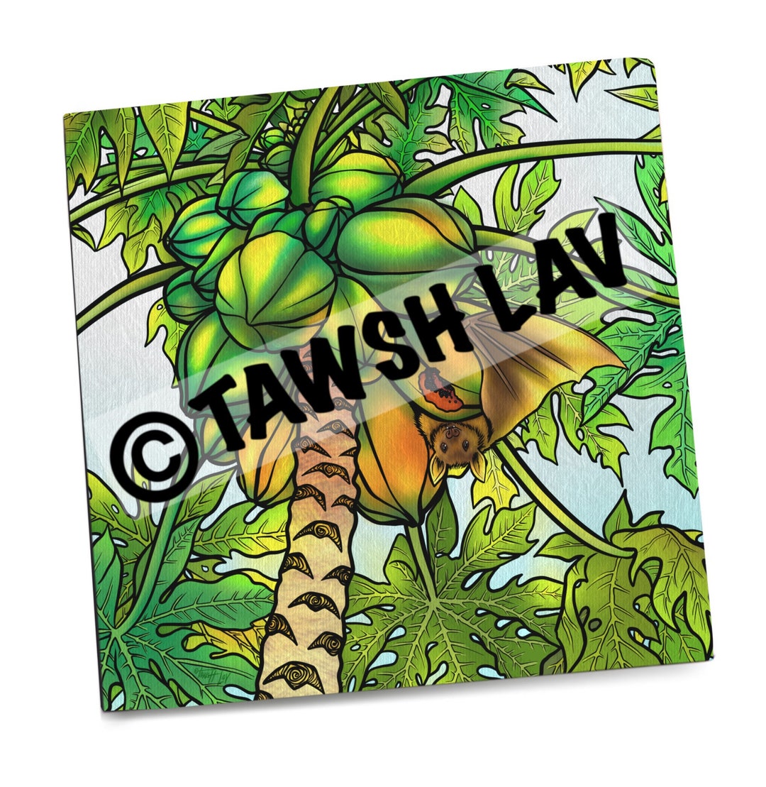 Polynesian Papaya Bat Flying Fox Samoan Pea Art on Canvas - Etsy