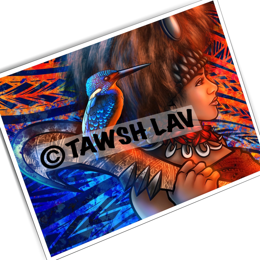 Nafanua Samoan Warrior Goddess Artwork Kingfisher Art Print - Etsy