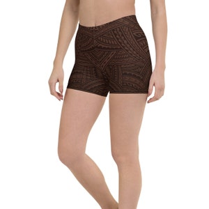 Brown Samoan Tatau Motifs Tights Polynesian Tribal Art Shorts - Etsy