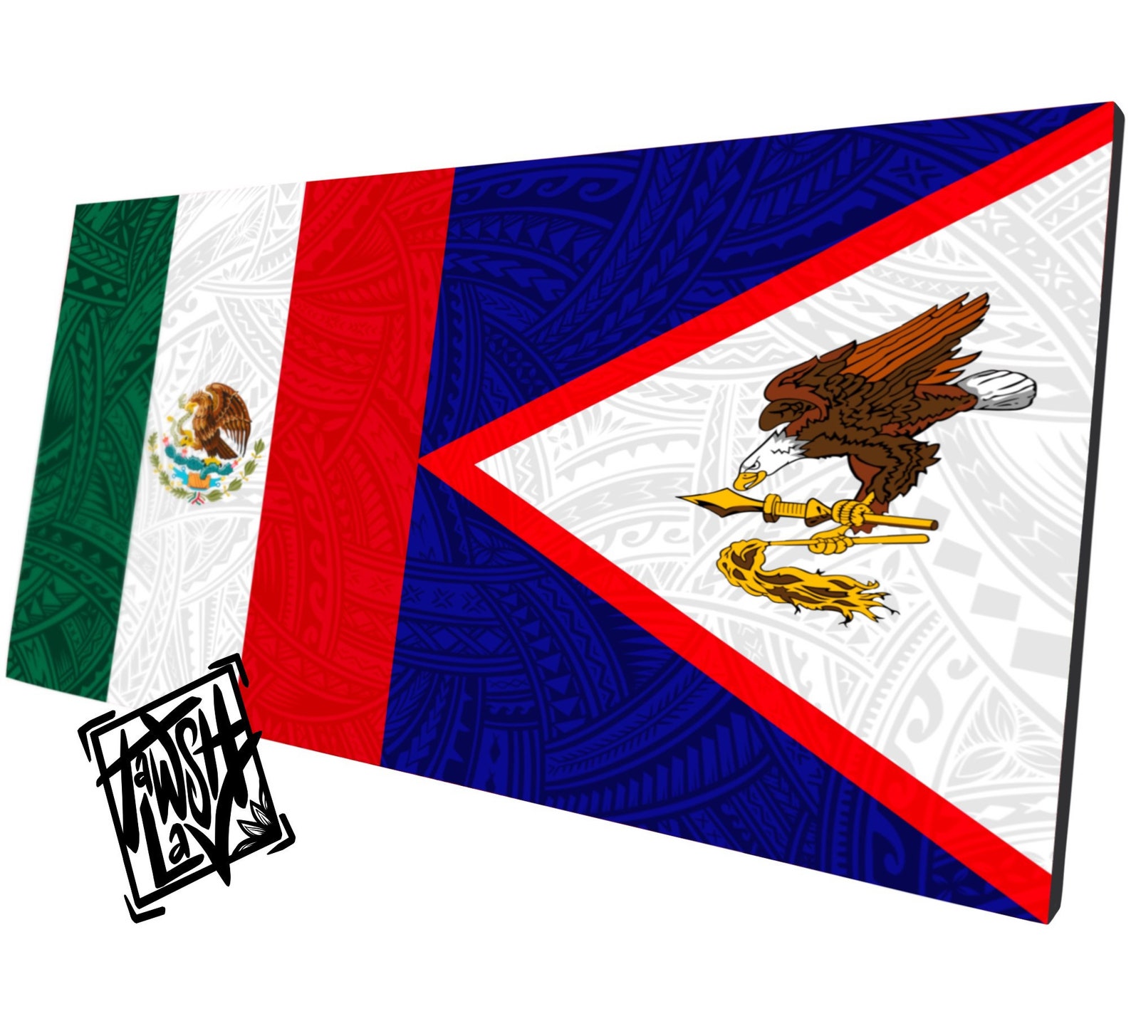 American Samoa Mixed Mexico Bicultural Tribal Artwork on Canvas - Etsy