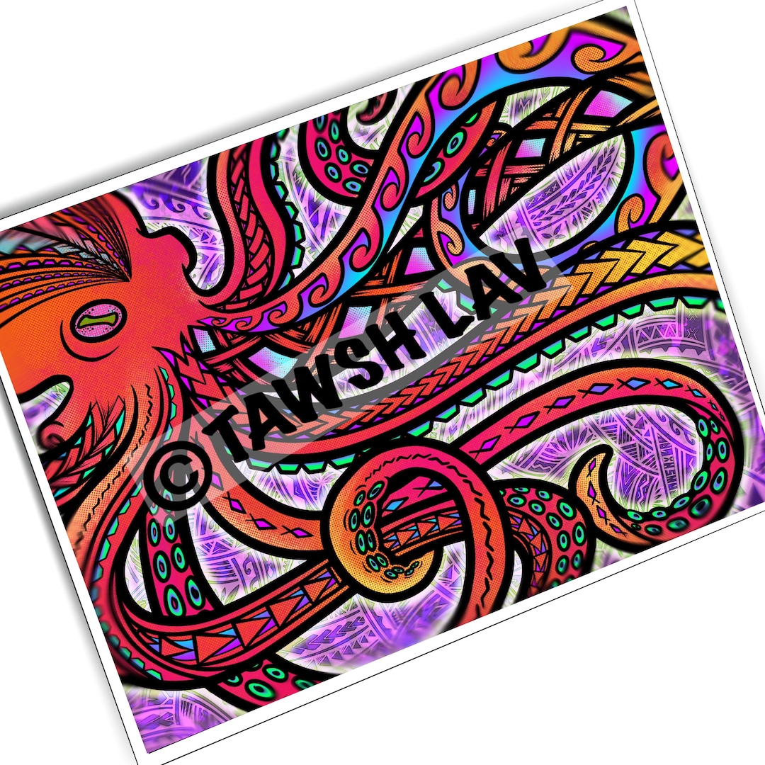 Octopus Artwork Samoan Polynesian Tribal Design Art Print - Etsy