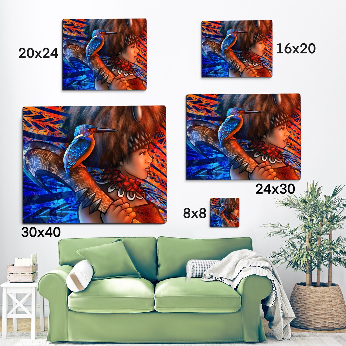 Nafanua Samoan Warrior Goddess Artwork Kingfisher Canvas Art - Etsy ...