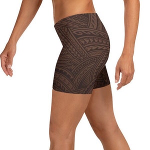 Brown Samoan Tatau Motifs Tights Polynesian Tribal Art Shorts - Etsy