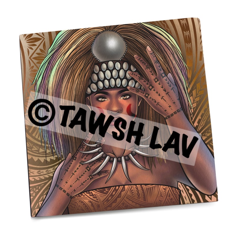 Samoan Taupou Golden Polynesian Princess Teine Samoa Artwork Canvas Art ...