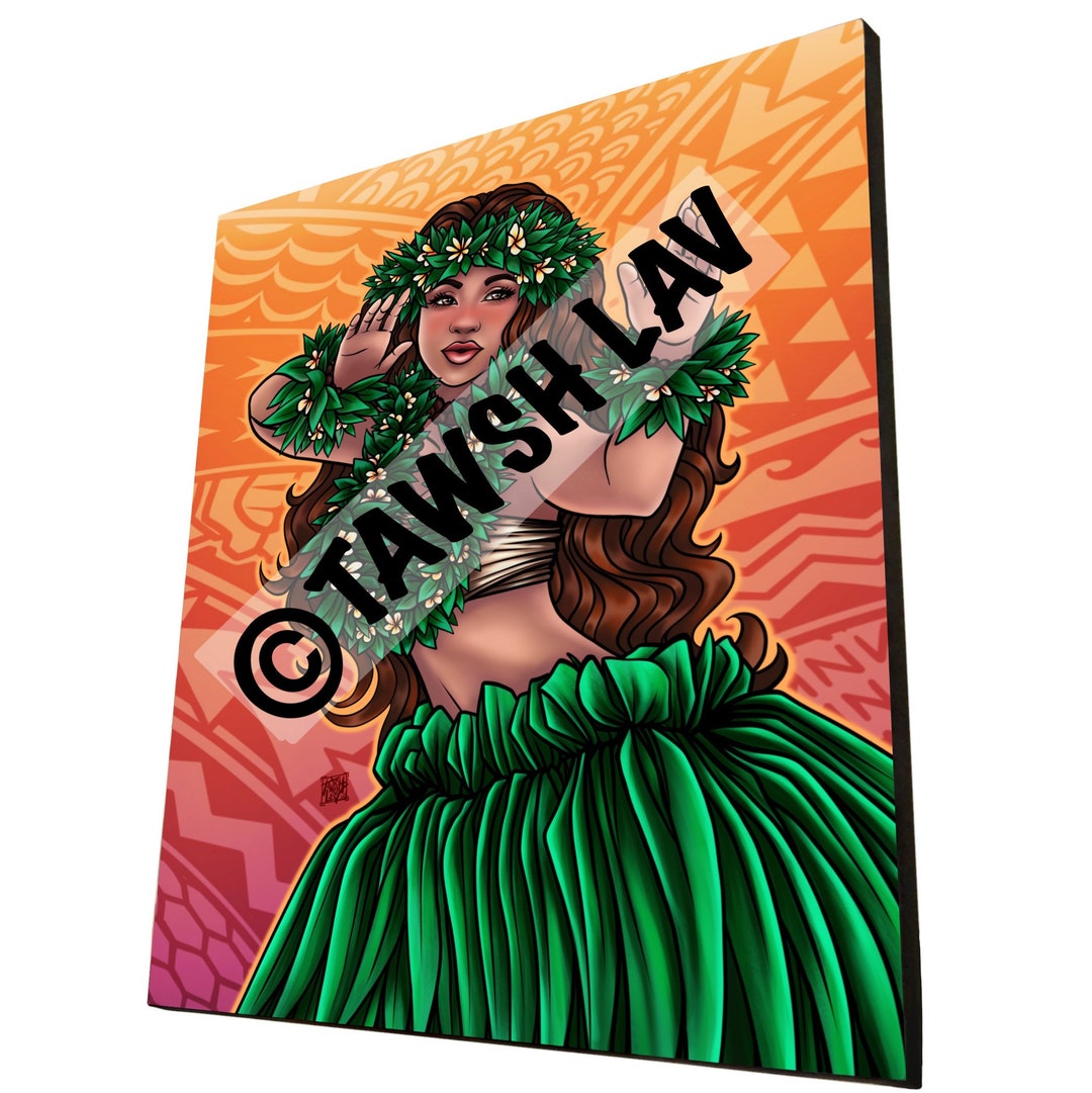 Hawaiian Wahine Hula Dancer Kanaka Maoli Artwork Polynesian Pacific ...