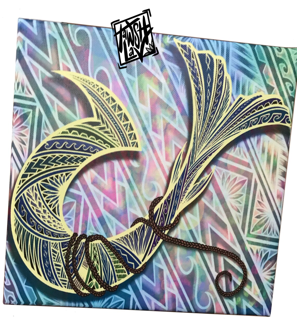 Fishing Hook Elegant Samoan Polynesian Tribal Canvas Art 8x8 | Etsy