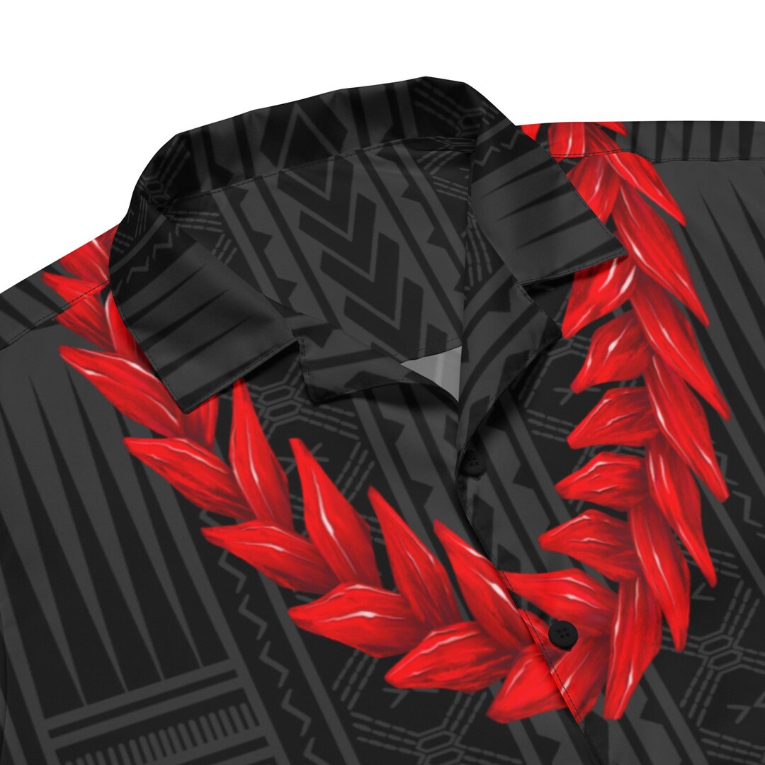 Ula Fala Samoan Tatau Design Polynesian Chief Black Unisex Button Shirt ...
