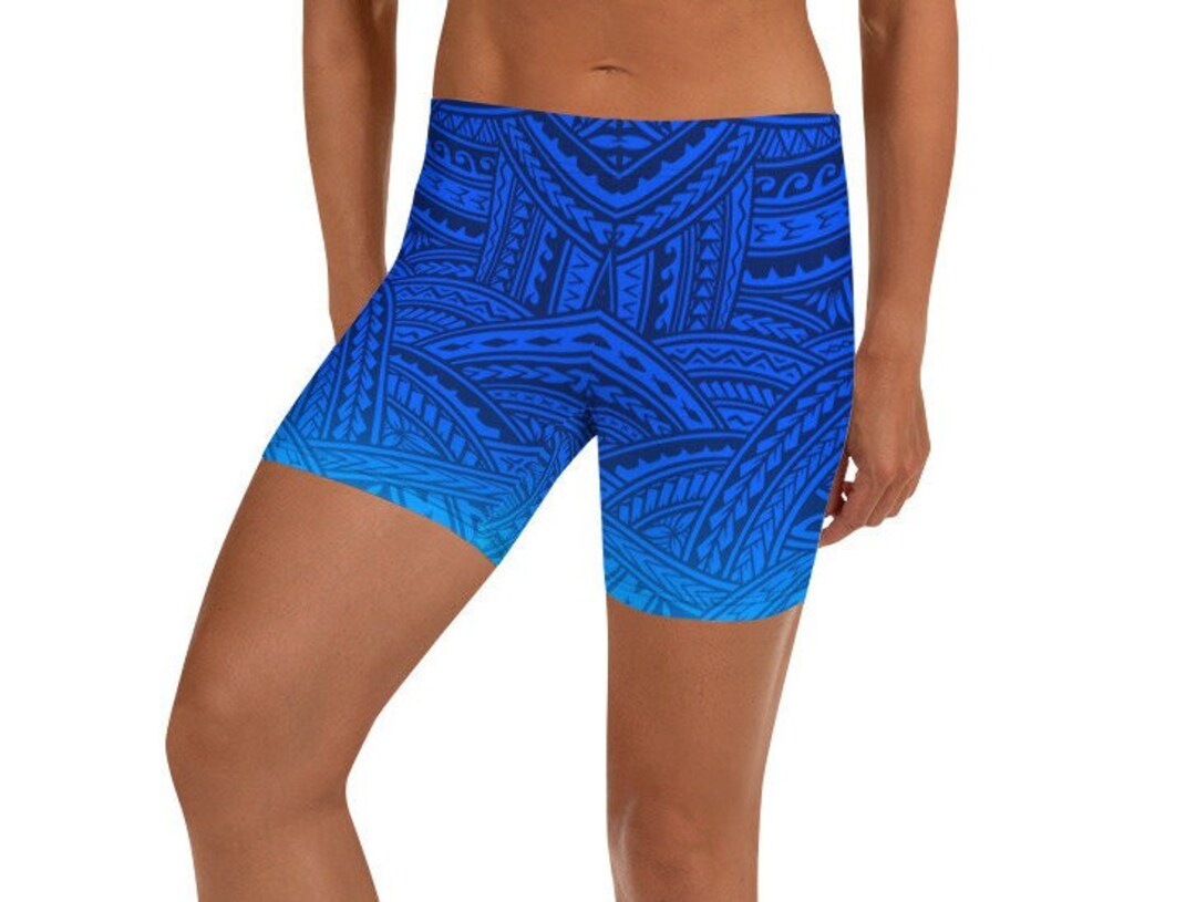 Ocean Blue Polynesian Designs Lanumoana Samoan Art on Shorts - Etsy