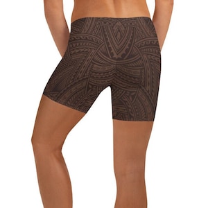 Brown Samoan Tatau Motifs Tights Polynesian Tribal Art Shorts - Etsy