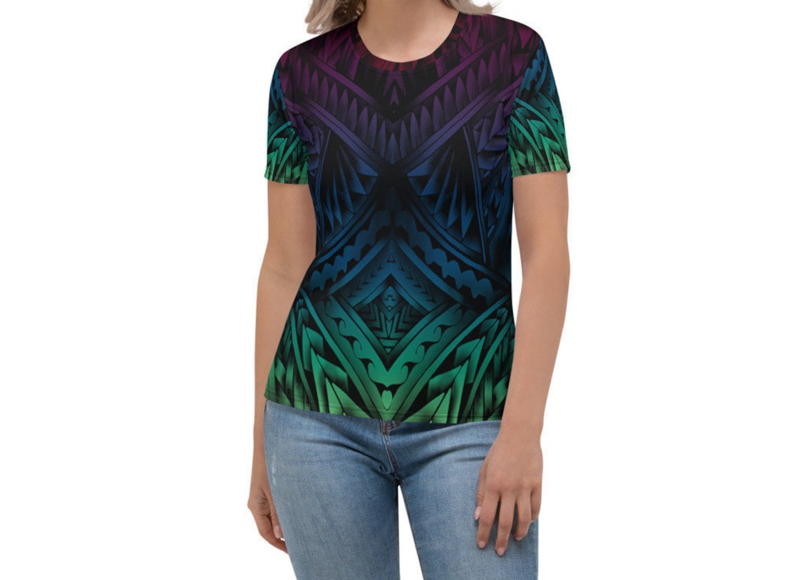 Colorful Polynesian Tribal Design Ladies Shirt | Etsy