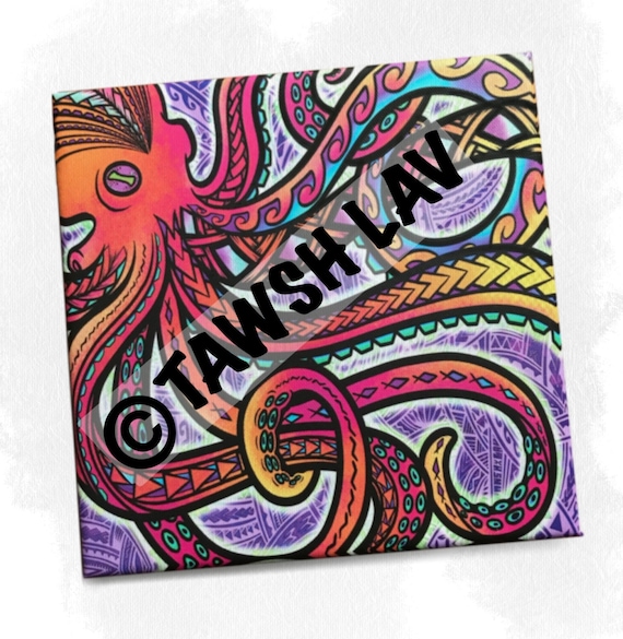 Octopus Artwork Samoan Polynesian Tribal Design Canvas Art | Etsy