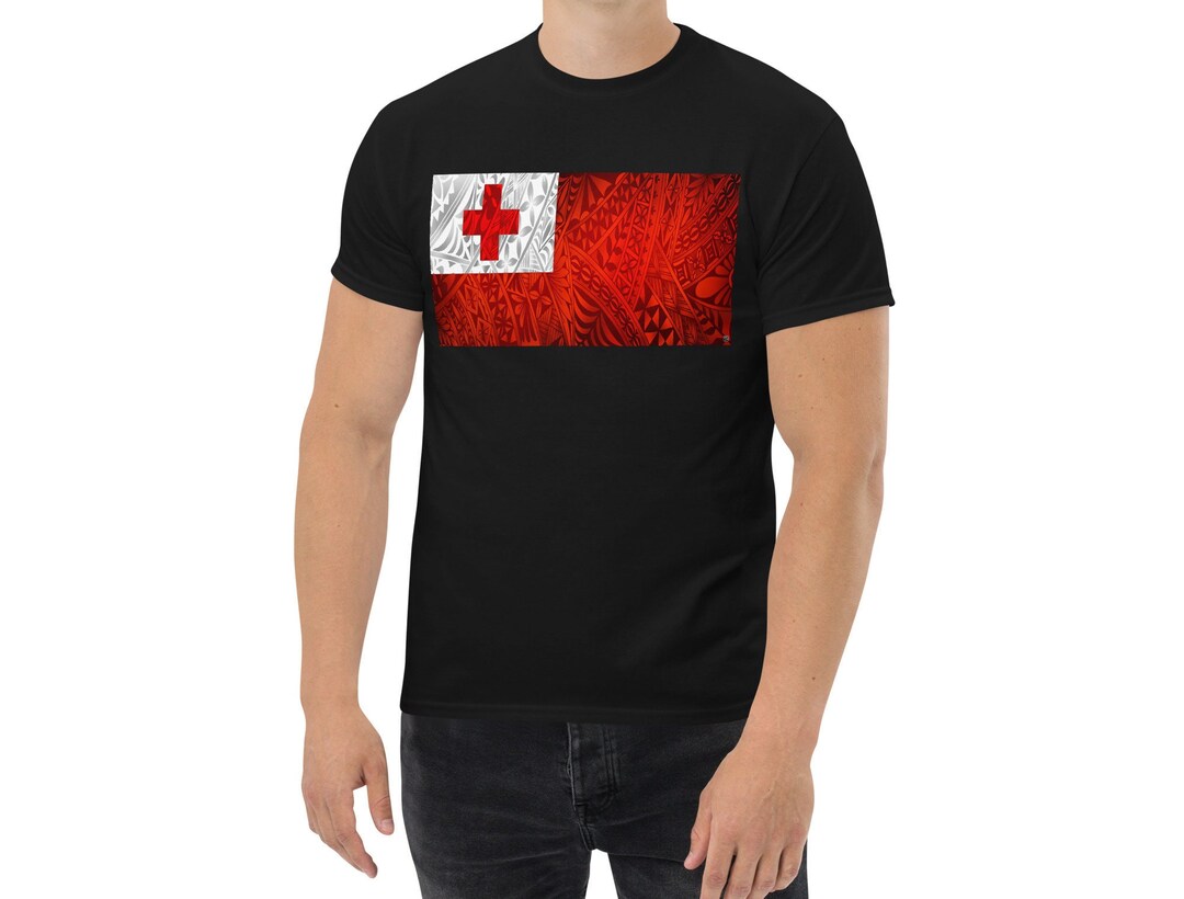 Tongan Flag Artwork Kingdom of Tonga Polynesian Tribal Art Short Sleeve ...