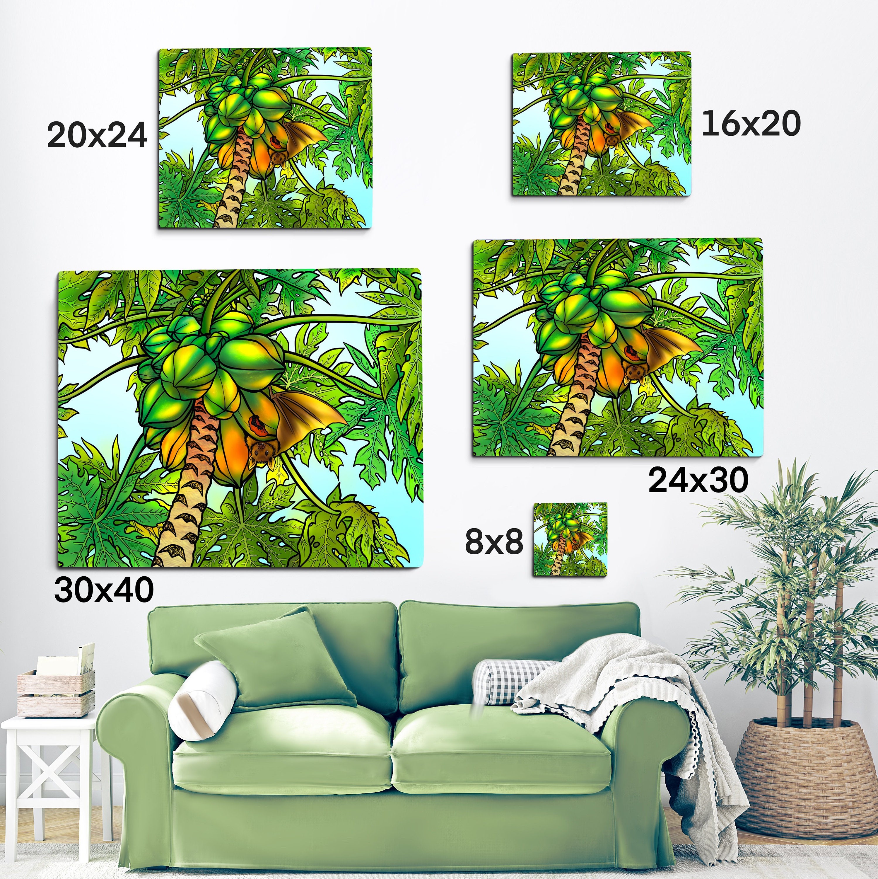 Polynesian Papaya Bat Flying Fox Samoan Pea Art on Canvas - Etsy