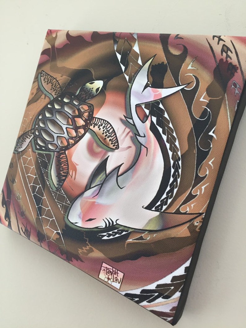 Turtle and Shark Samoan Legend Transformation Artwork on 8x8 | Etsy