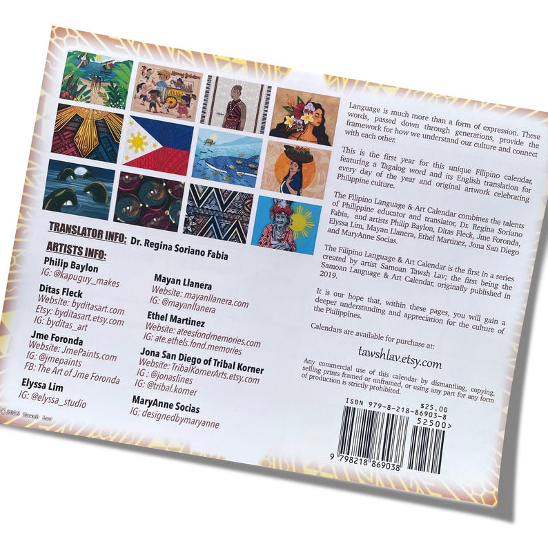 2026 Filipino Language & Art Calendar - Etsy