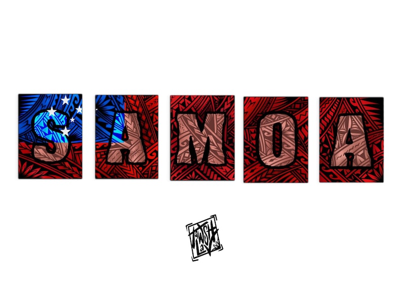 Samoa Flag Independent Upolu Tribal Art on Canvas Panels | Etsy