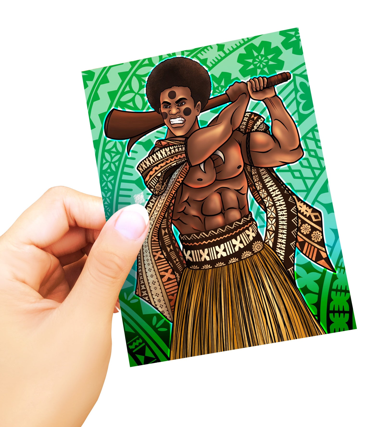 Fijian Warrior Pacific Islander Melanesian Art Sticker | Etsy