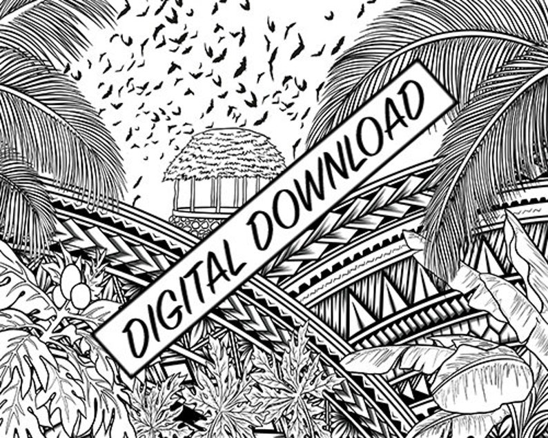 Printable Adult Coloring Page Polynesian Samoan Fale Art - Etsy Israel