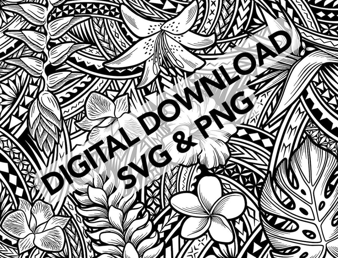 Commercial Use Flowers Polynesian Art Intricate Tropical Flower Tatau ...
