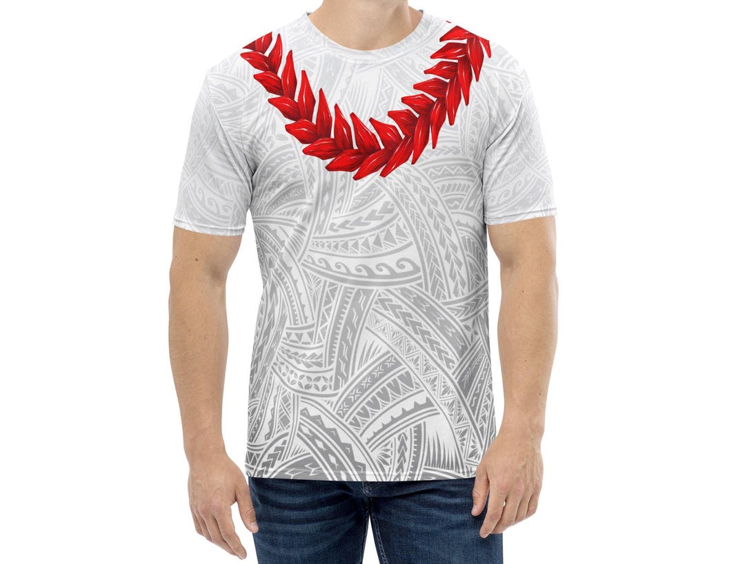 Ula Fala Red Samoan Chief Design Art White Tribal Mens T-shirt - Etsy