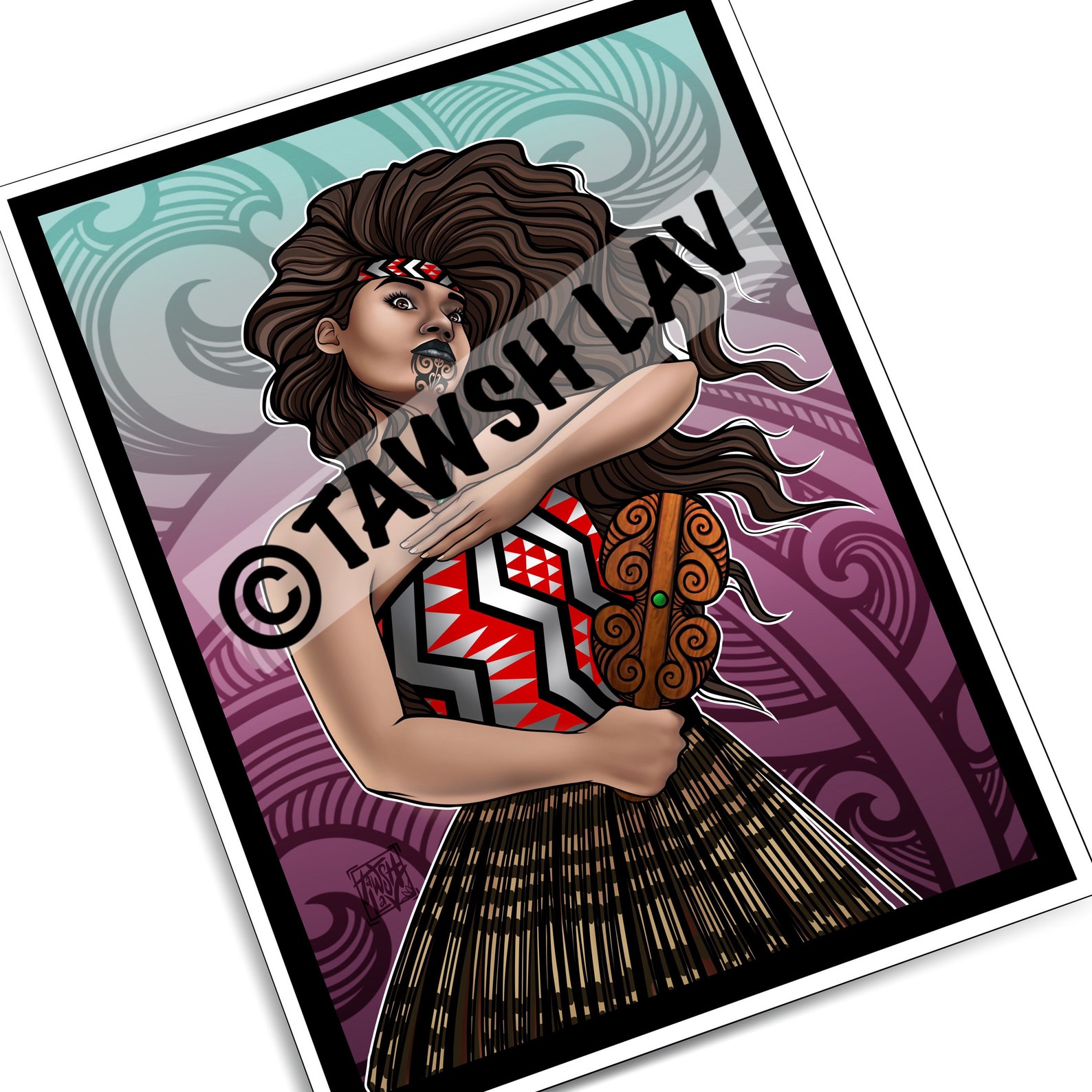 Maori Wahine Warrior Pacific Islander New Zealand Polynesian Art Print ...