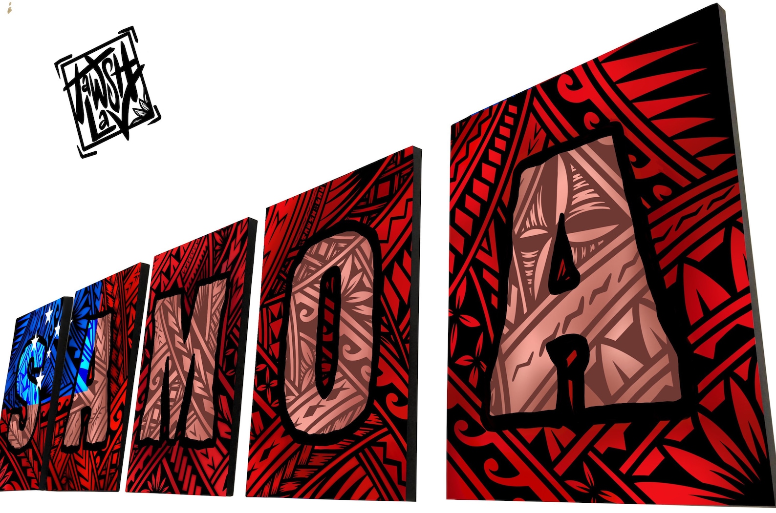 Samoa Flag Independent Upolu Tribal Art on Canvas Panels | Etsy