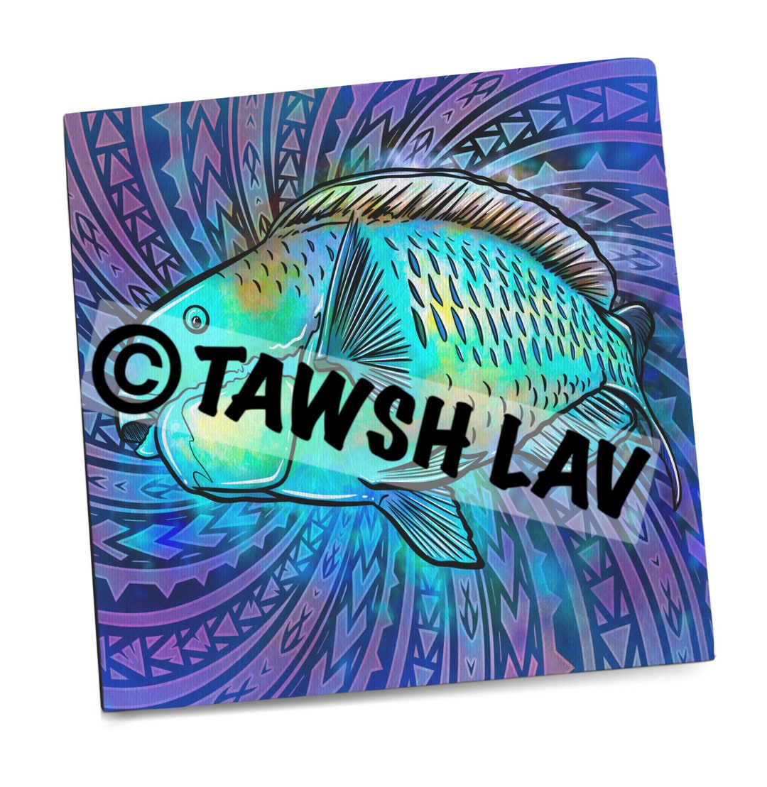 Parrot Fish Tropical Artwork Samoan Design Polynesian Tribal Canvas Art ...