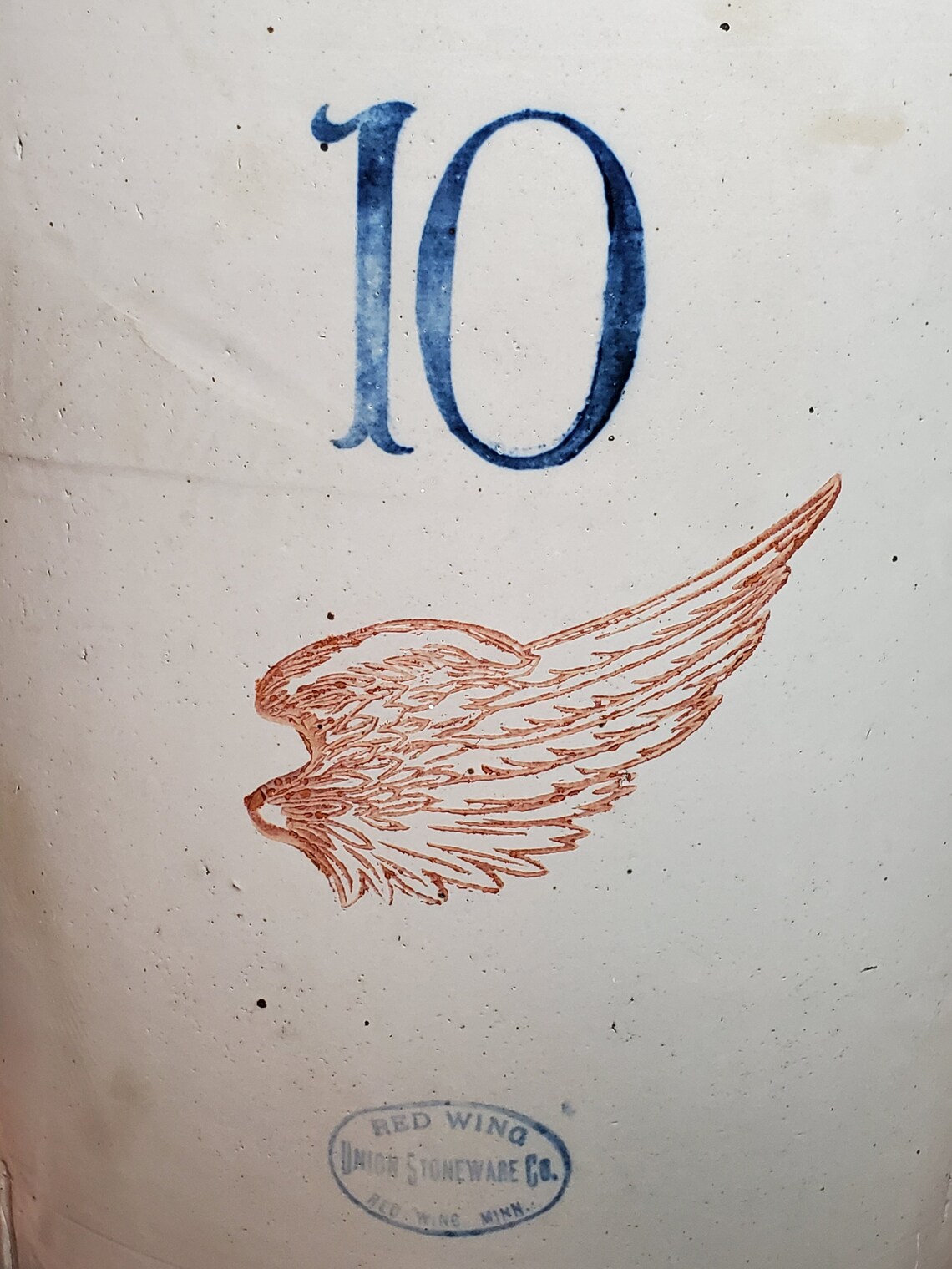 Red Wing 10 Gallon Crock Union Stoneware Large Wing Cobalt Blue ...