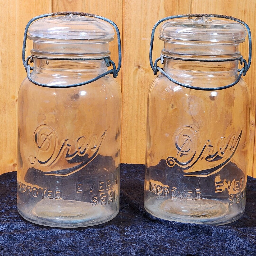 Set of 2 Drey 1 Quart Glass Lid and Bail Canning Jars - Etsy