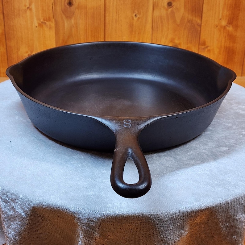Wagner #8 Unmarked Cast Iron Skillet Fry Pan Refurbished Country Rustic ...