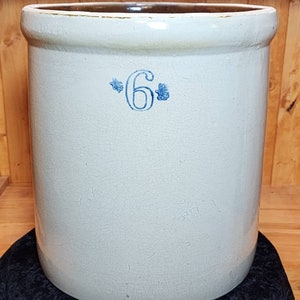 A. D. Ruckel White Hall Crock 6 Gallon Salt Glazed Cobalt Blue ...