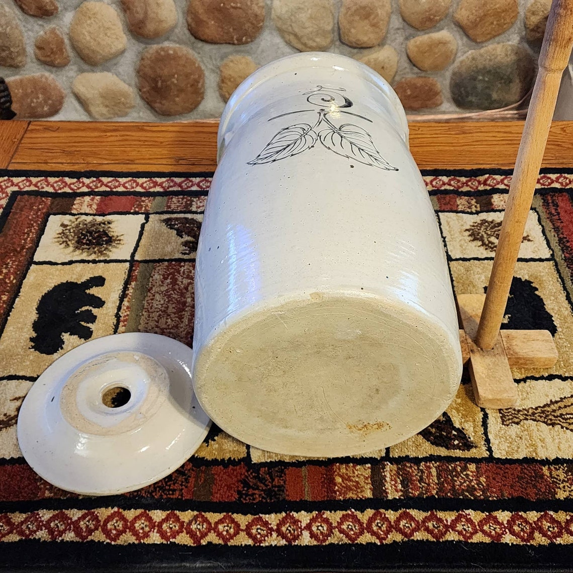 Rare Red Wing Elephant Ear Butter Churn – Antique Stoneware With Lid ...
